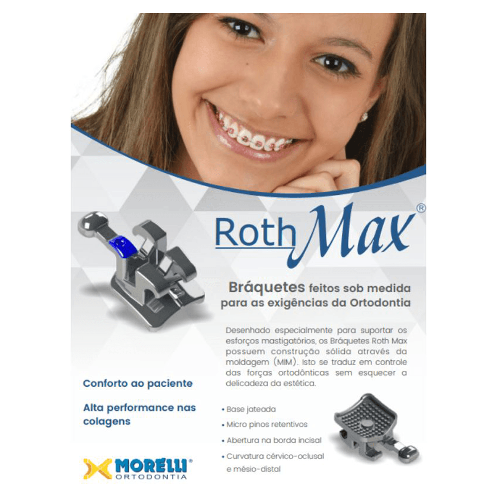 Kit Bráquete de Aço Max Roth 0,022” 100 casos 9° - Morelli - dentalecia