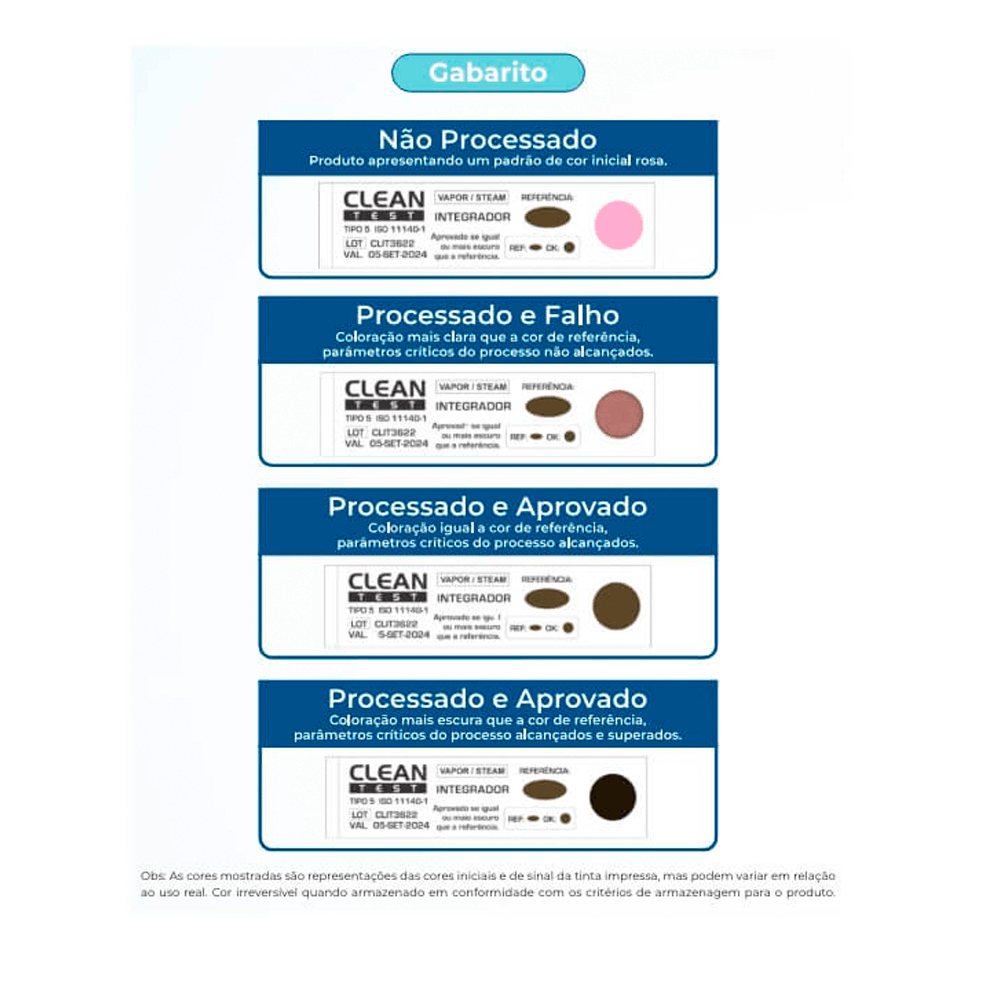 Indicador Integrador Químico Clean-Test Classe 5 com 25 - Clean Up ...